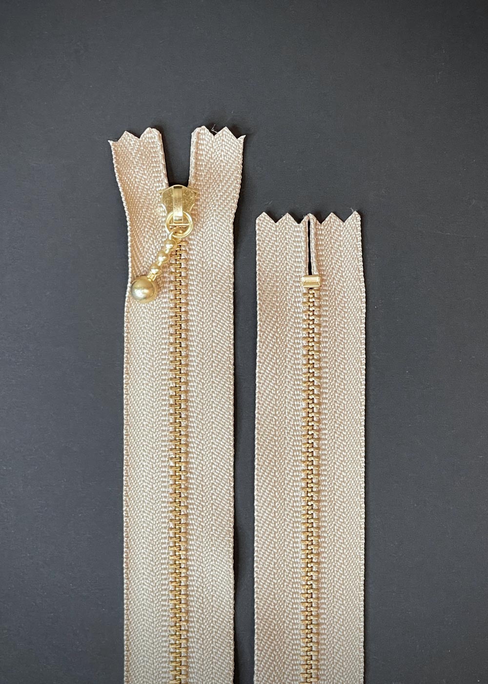 YKK Brass Zip with Ball Pull, Jute – Miss Maude