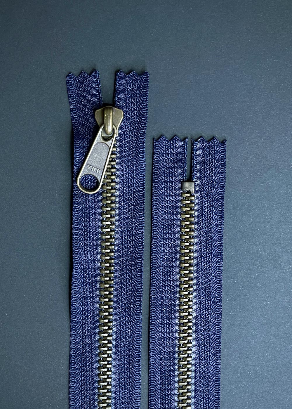 ️YKK Metaluxe Tough Zip, Antique Brass, Navy – Miss Maude