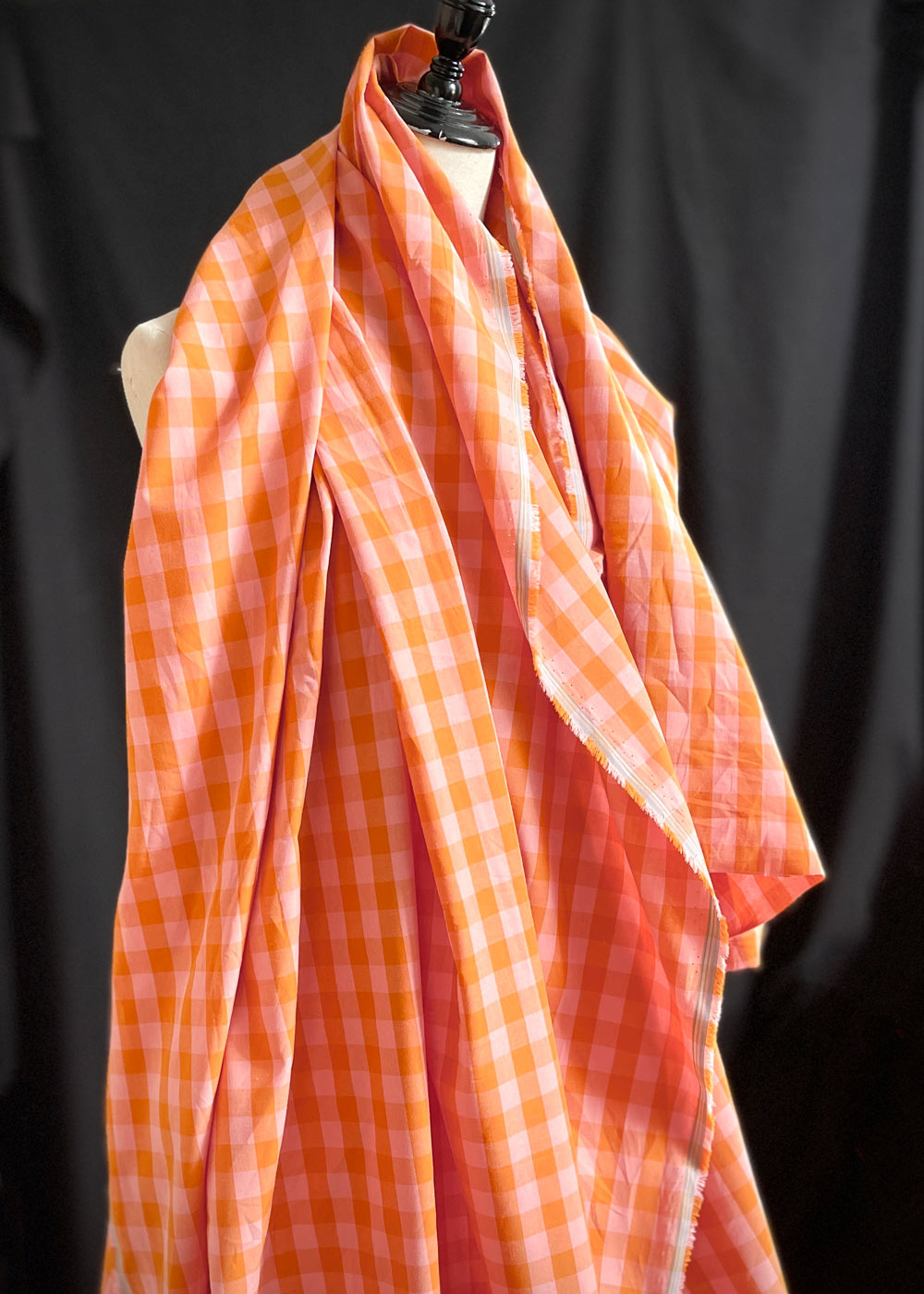 ️Pure Cotton Gingham Shirting - Orange Tang – Miss Maude