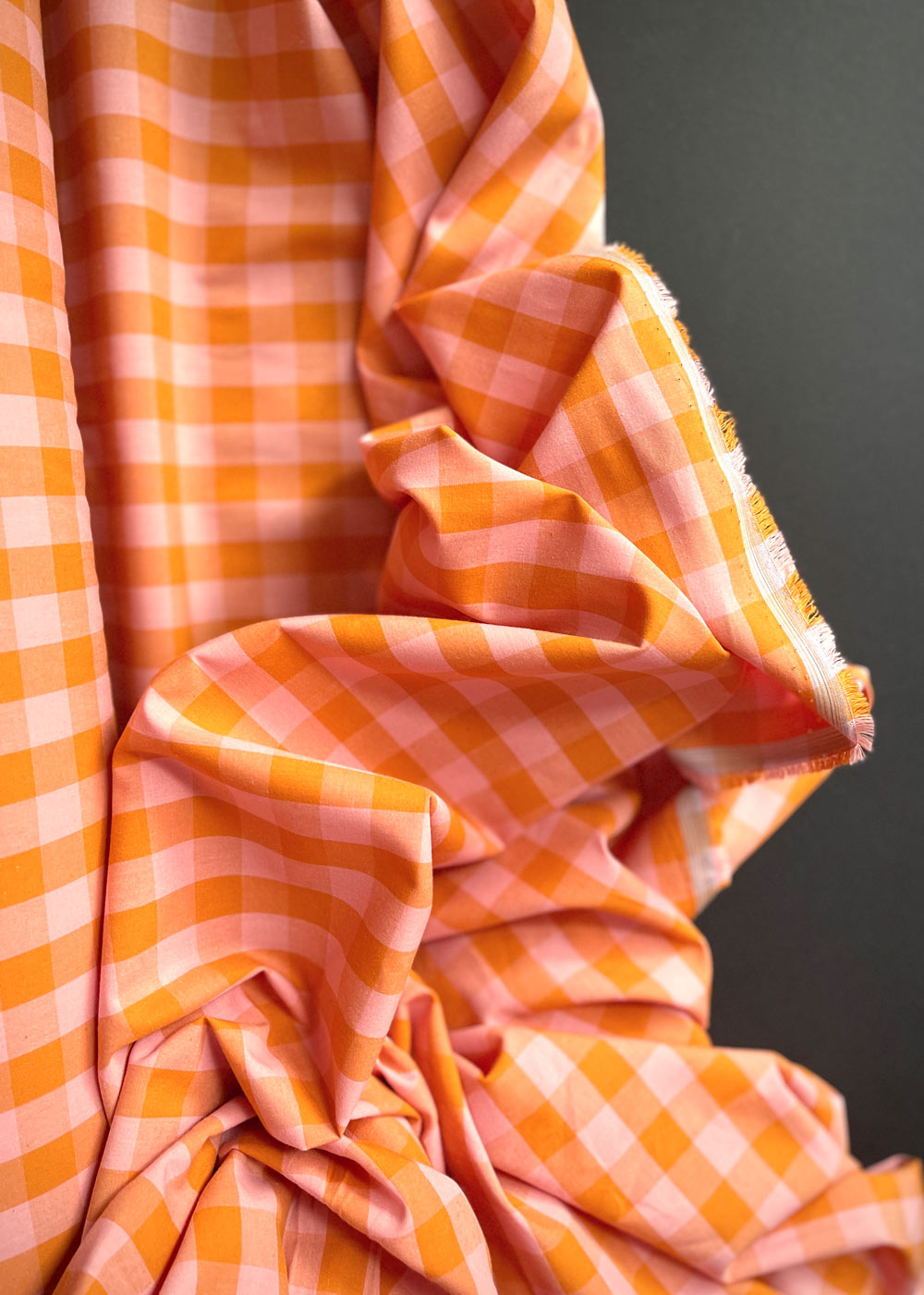 ️Pure Cotton Gingham Shirting - Orange Tang – Miss Maude