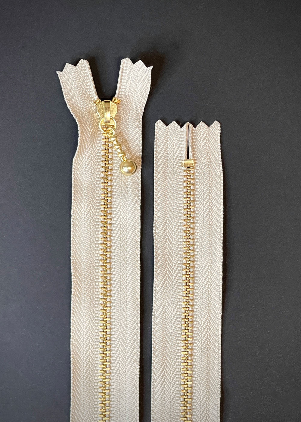 YKK Brass Zip with Ball Pull, Beige – Miss Maude