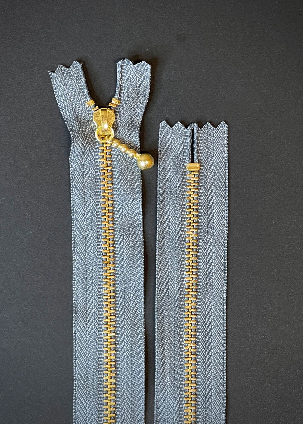 YYK Brass Zip with Ball Pull, Mid Grey – Miss Maude