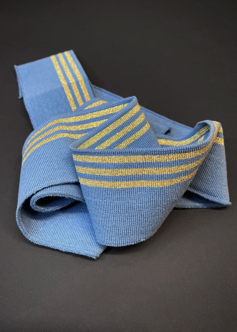 ️Striped Cotton Rib - Azure Blue + Gold – Miss Maude