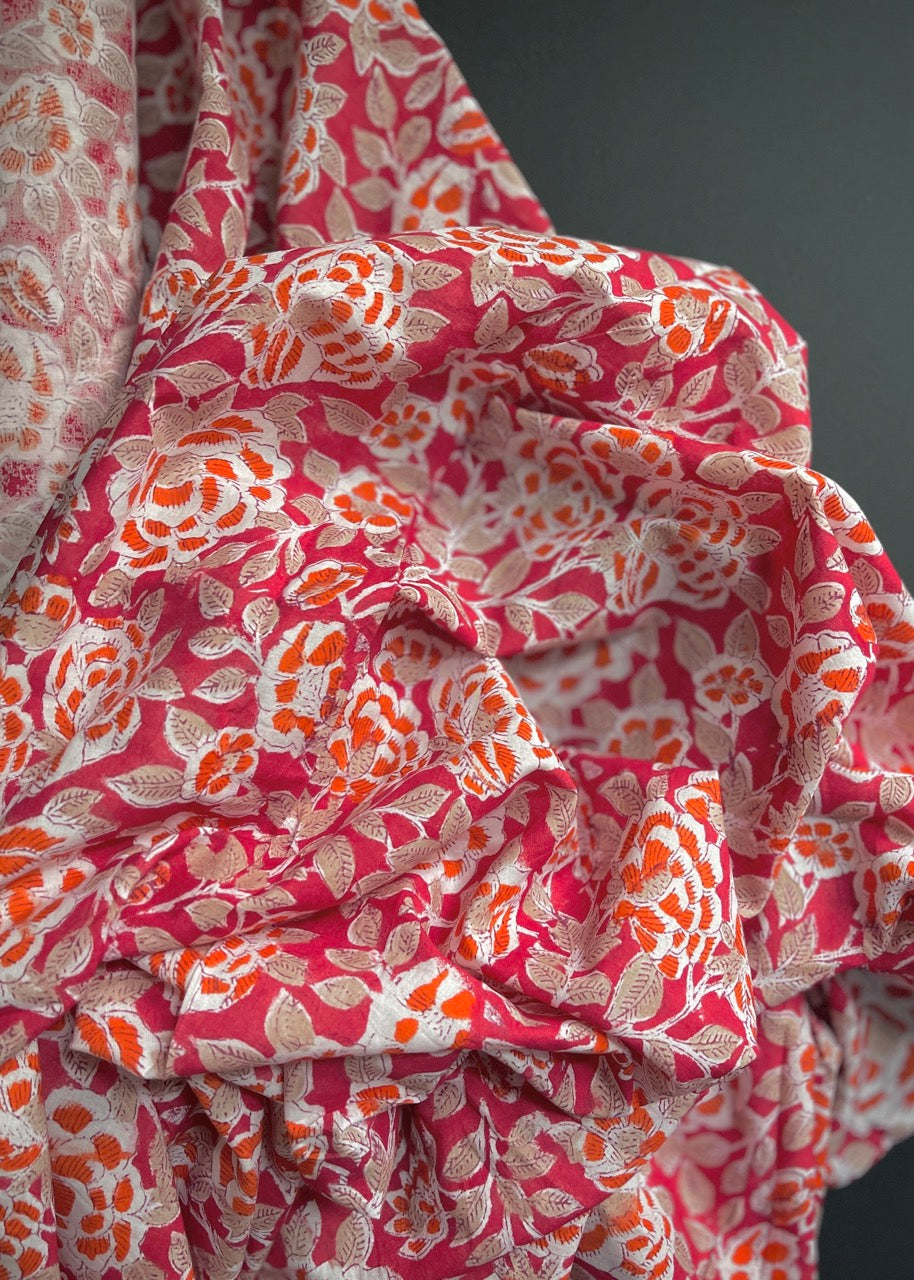 Hand Printed Cotton - Roses are Red – Miss Maude