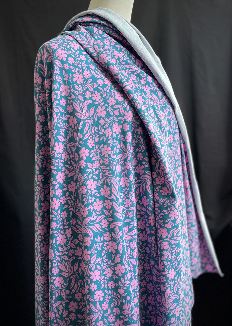 Sophia Floral, White - Jersey Knit Cotton Fabric – Miss Maude