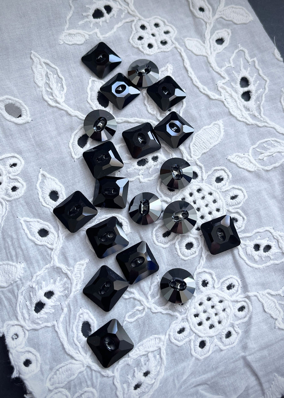 Swarovski Hematite Buttons – Miss Maude