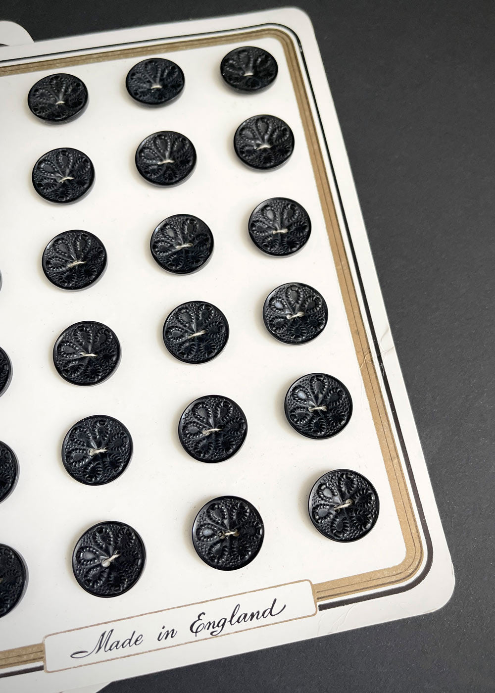 *Vintage Buttons, Black Rope Detail. 16mm – Miss Maude