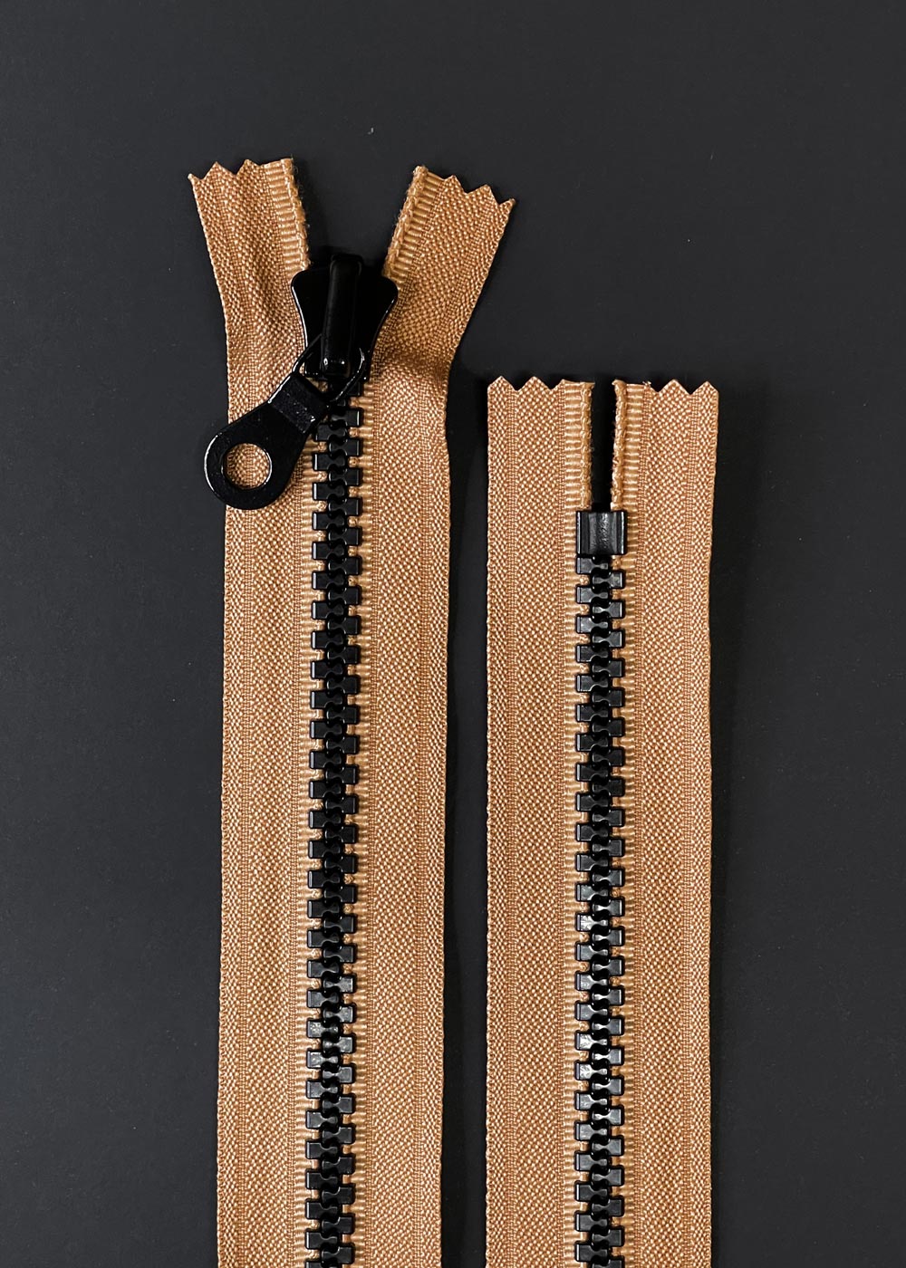 *YKK Jumbo Vislon Zip, Tan with Black – Miss Maude