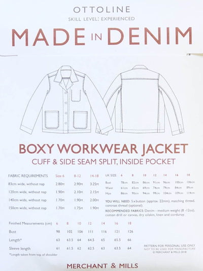 *Ottoline denim jacket - garment sewing pattern – Miss Maude
